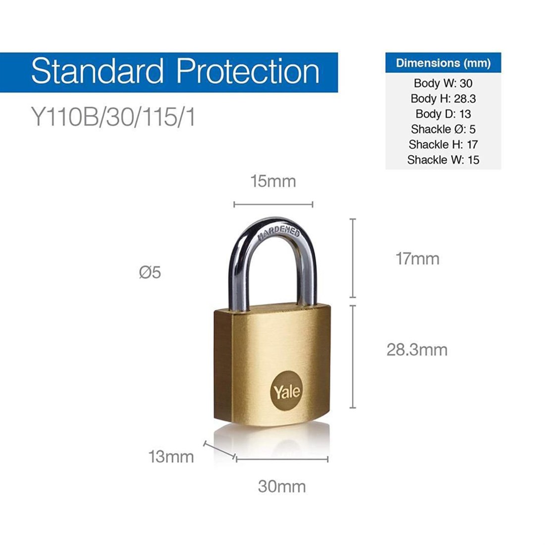 Yale Asma Kilit 30 mm Sarı Y110B/30/115/1/B