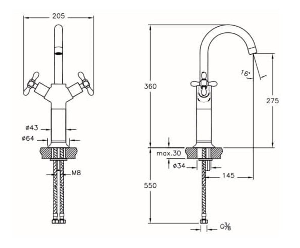 Juno Classic Lavabo Bataryası