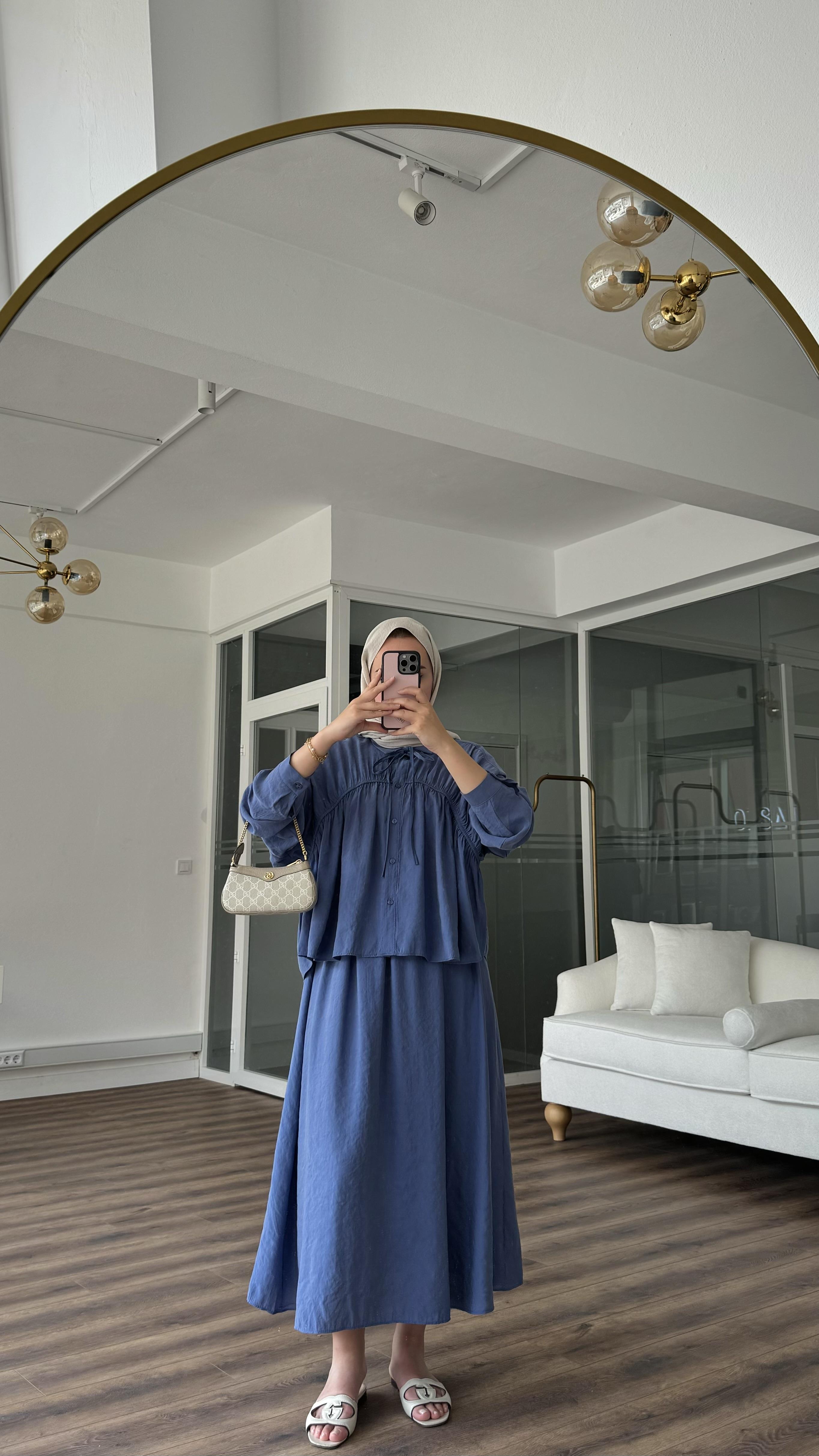 ELLİE MODAL ETEKLİ TAKIM - İNDİGO MAVİ