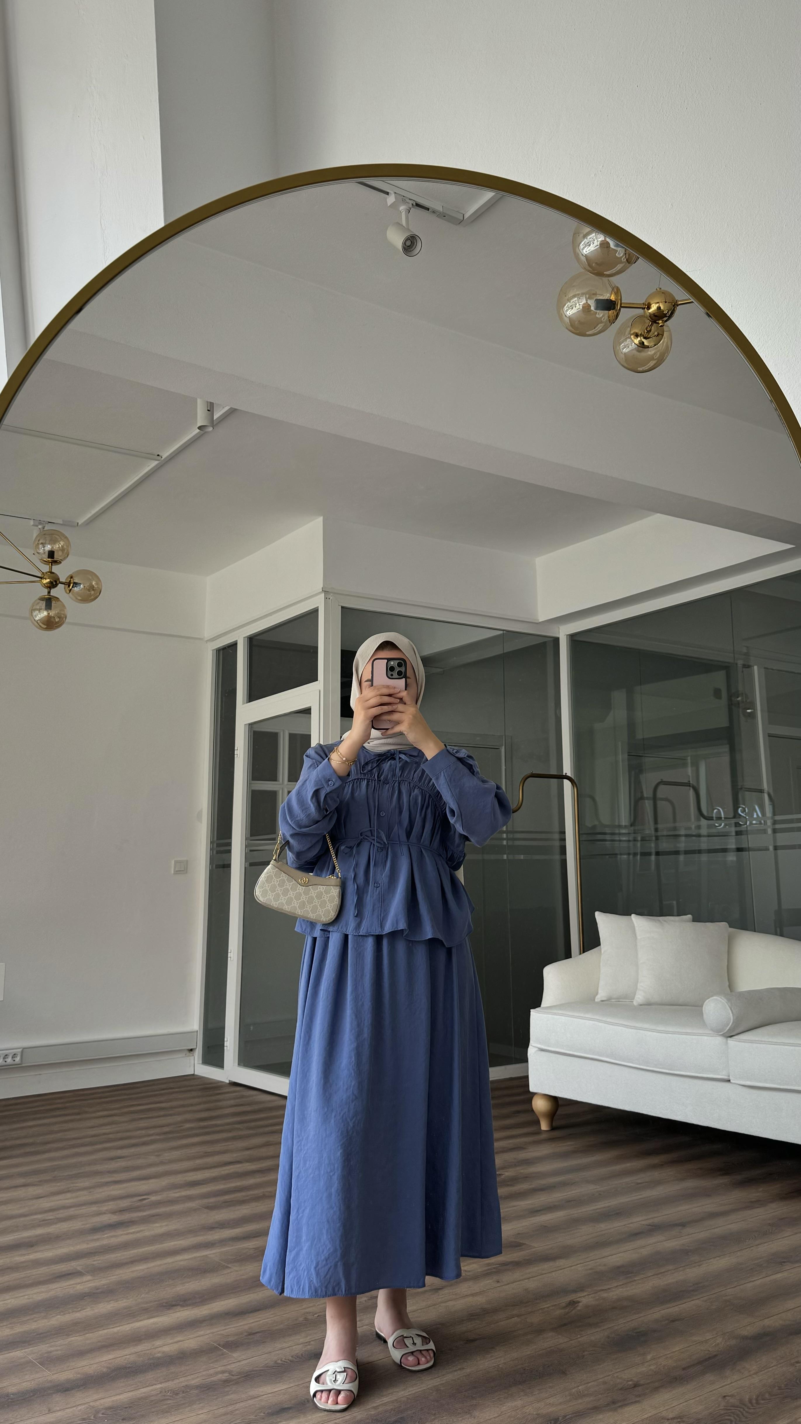 ELLİE MODAL ETEKLİ TAKIM - İNDİGO MAVİ