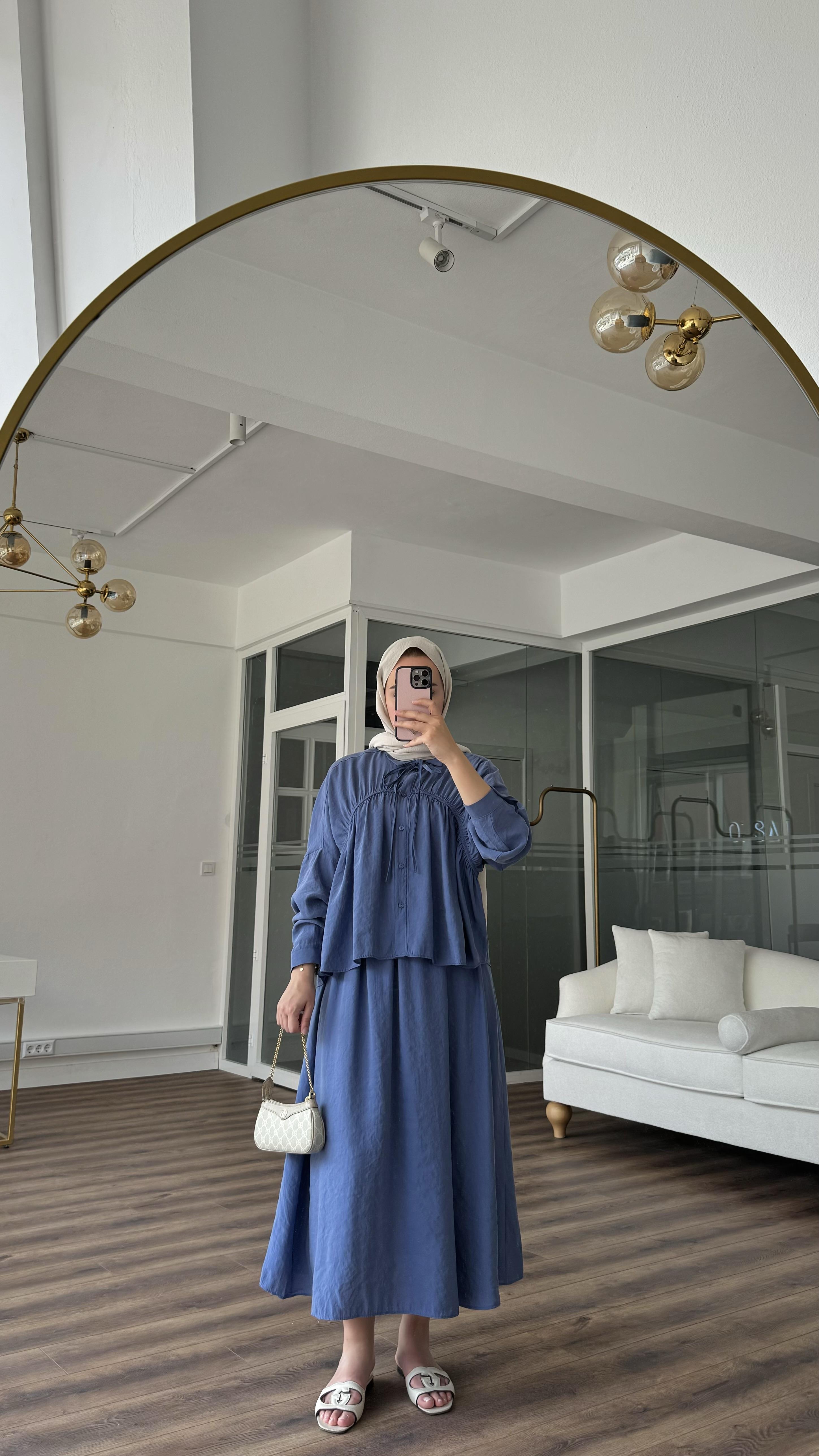 ELLİE MODAL ETEKLİ TAKIM - İNDİGO MAVİ