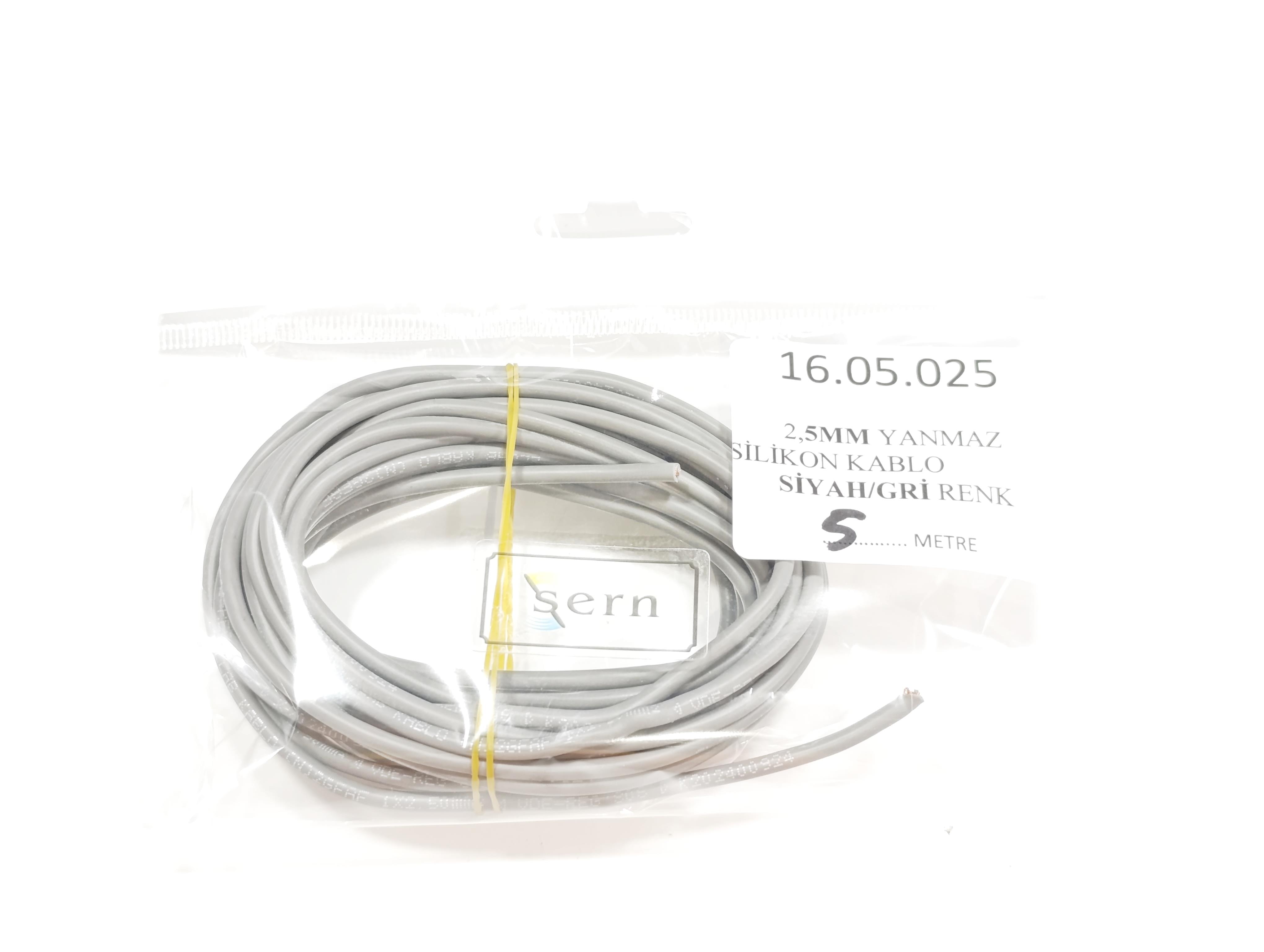 2,5mm 5metre Yanmaz Silikon Kablo TTR GRİ Renk