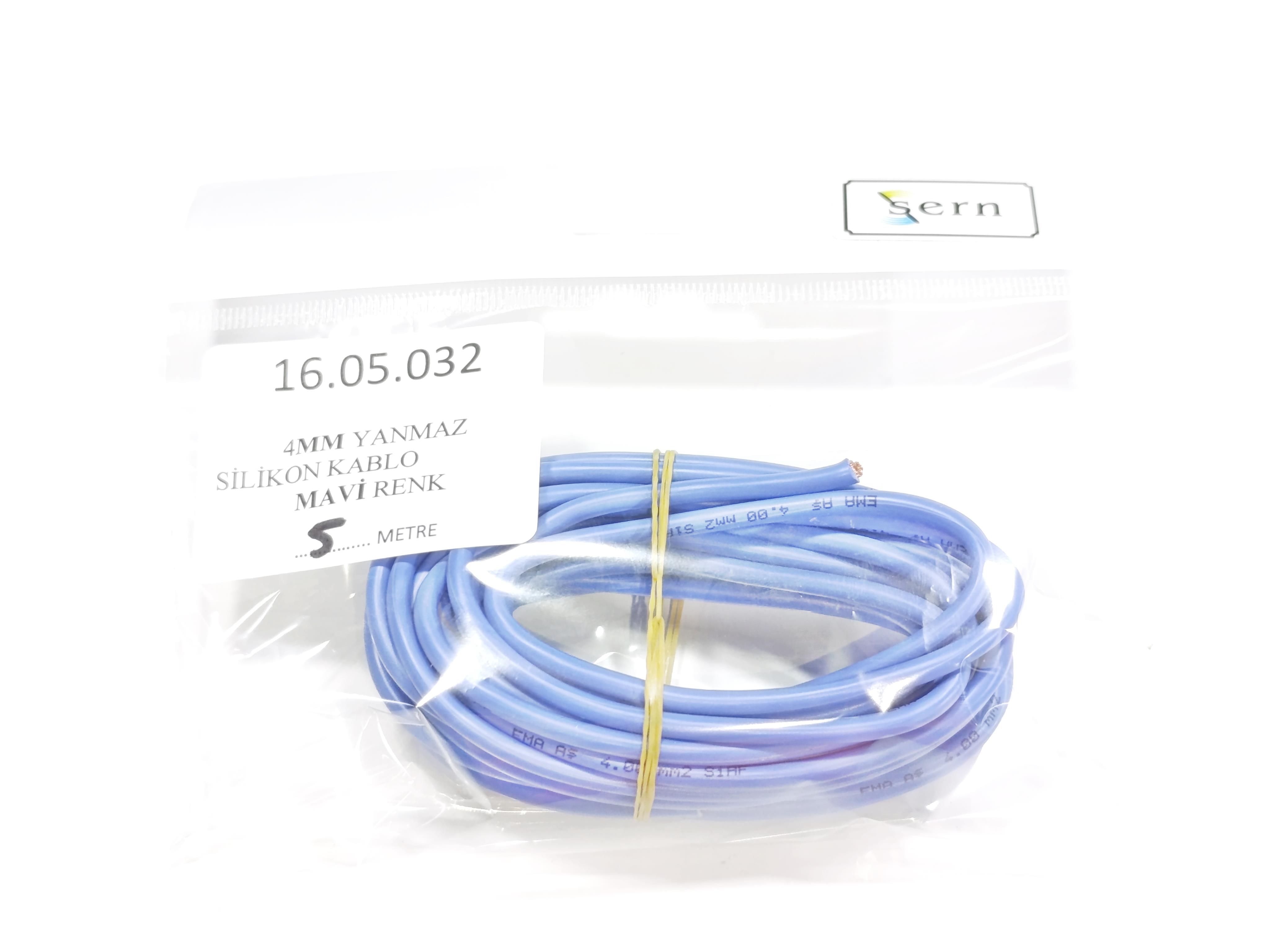 4mm 5metre Yanmaz Silikon Kablo MAVİ Renk