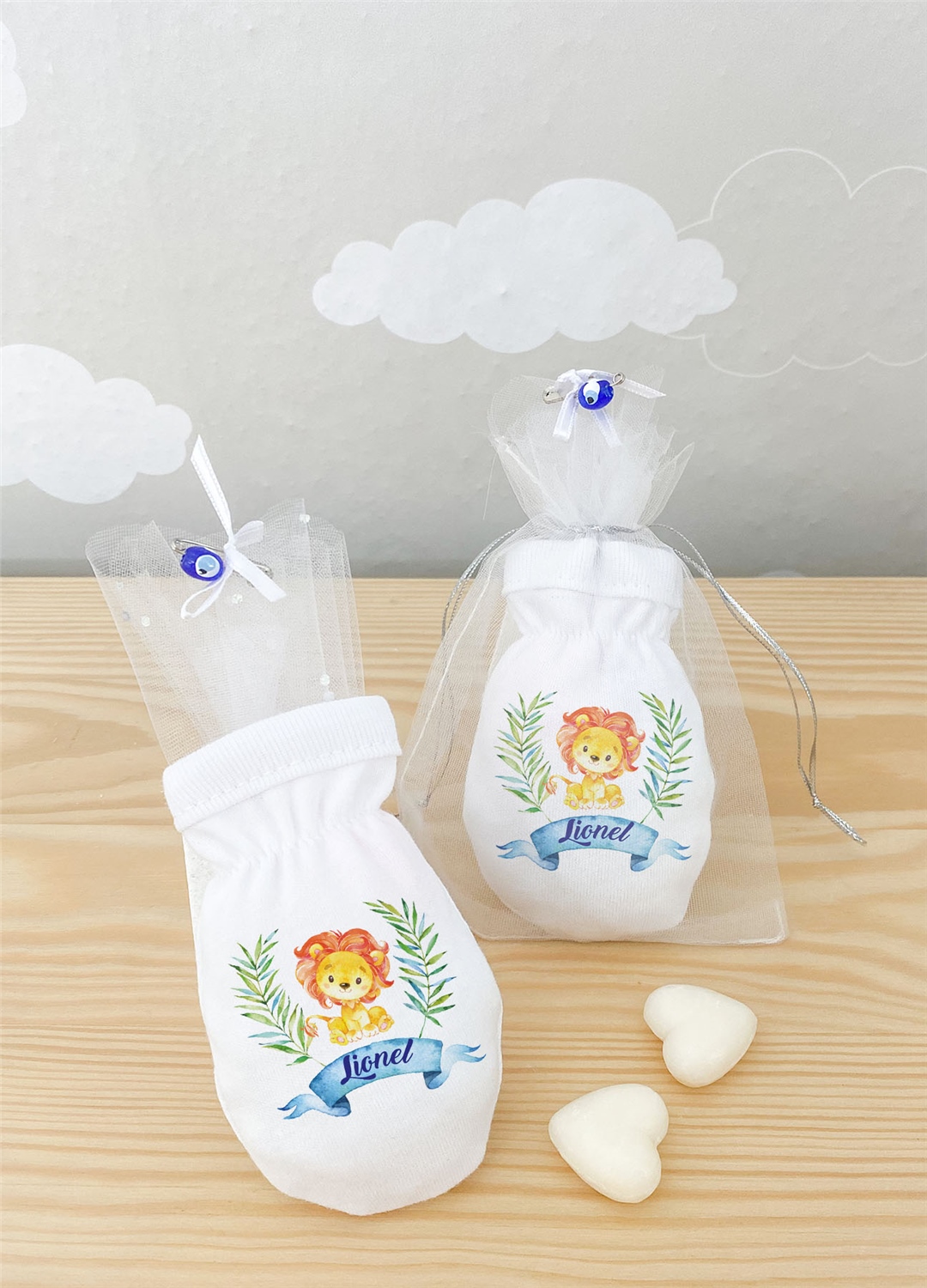 İsme Özel Tül Keseli Eldiven Safari Aslan - Tuğba Kuğu