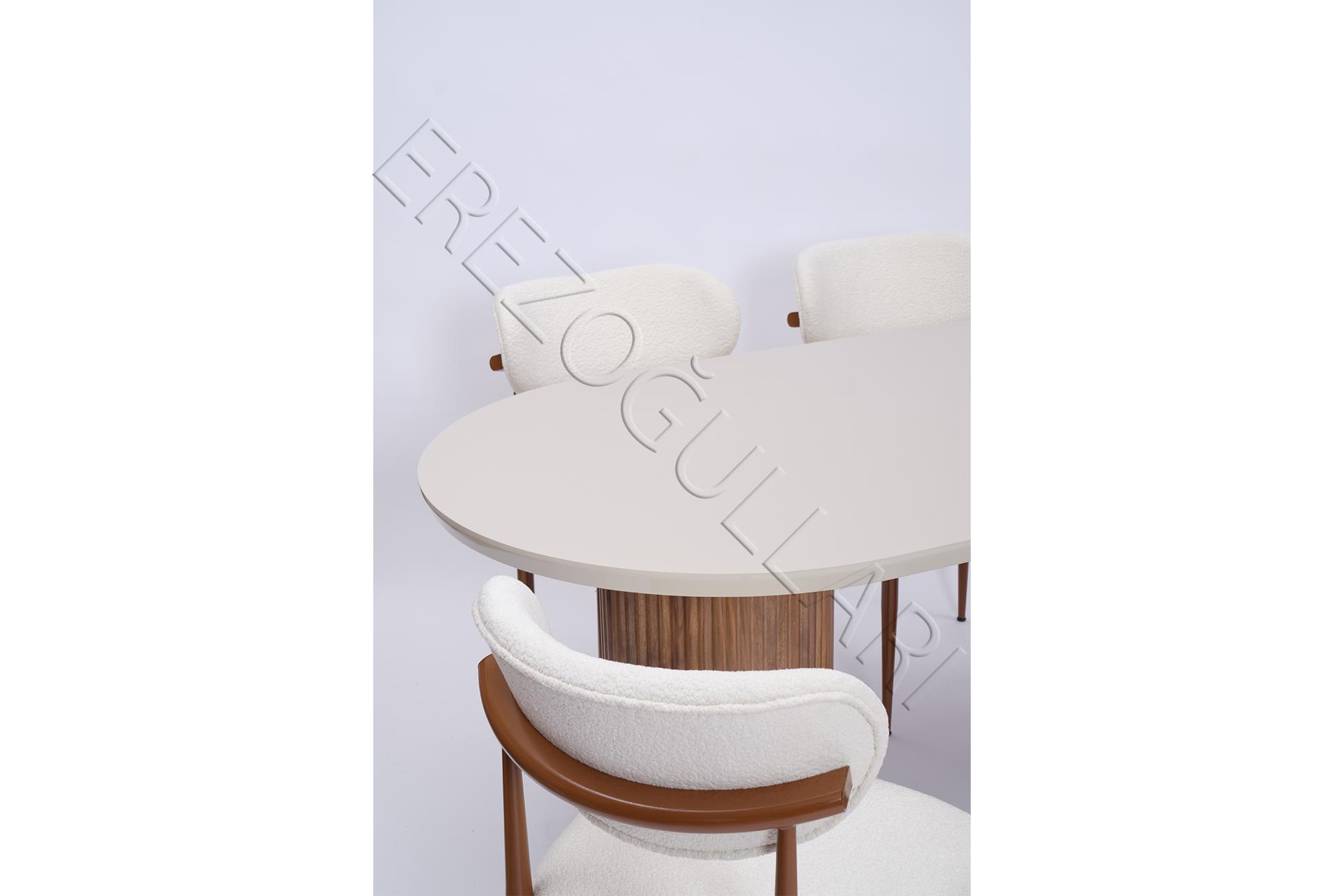 Bohem Kum Beji Boyalı Masa Sandalye Takımı 90x170