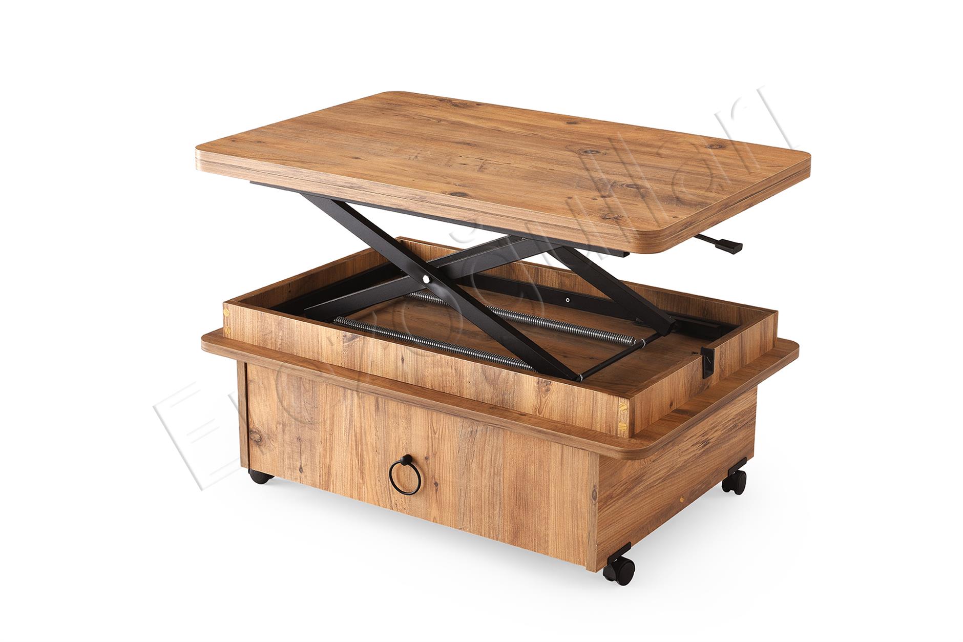 İtalyan Kademeli Akıllı Tekerlekli Çekmeceli Sihirli Orta Sehpa