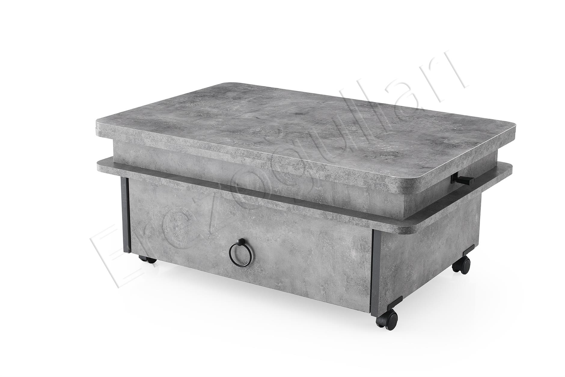 İtalyan Kademeli Akıllı Tekerlekli Çekmeceli Sihirli Orta Sehpa