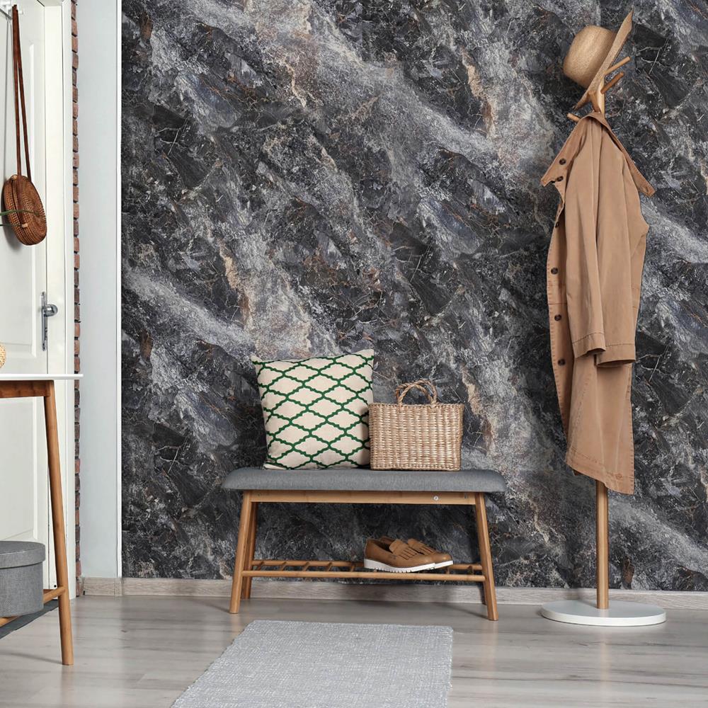 Black White Grey Mermer Desenli Pvc Duvar Paneli 122*244cm | Dekonil