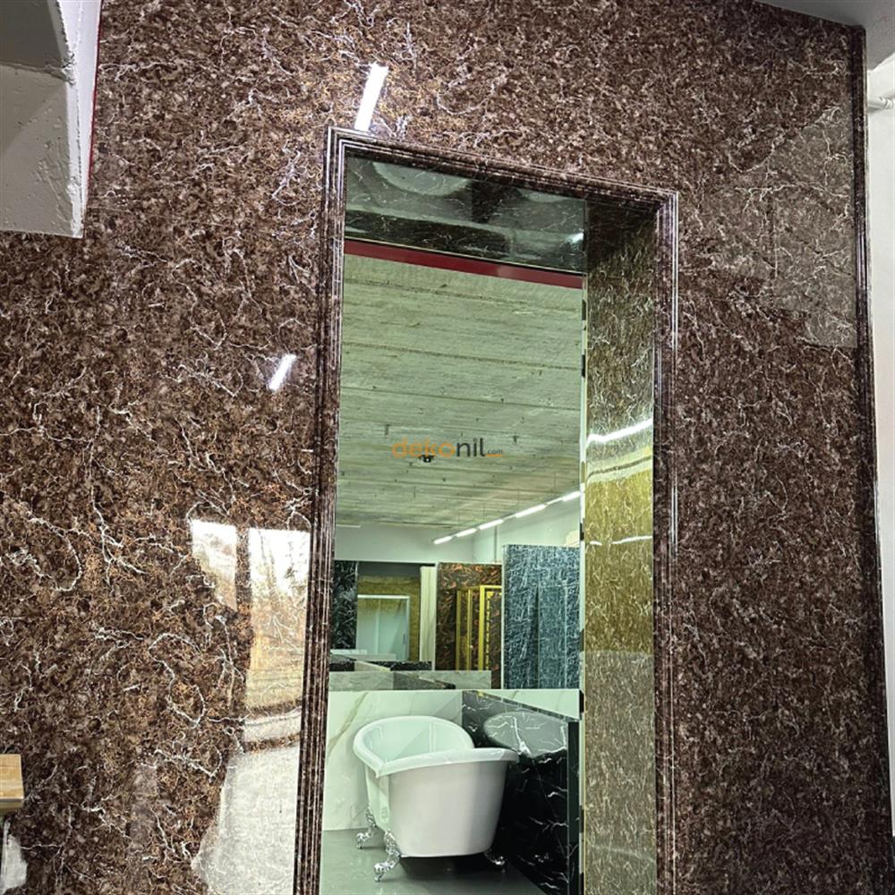 Emperador Dark Mermer Desenli Pvc Duvar Paneli 122*244cm - Dekonil
