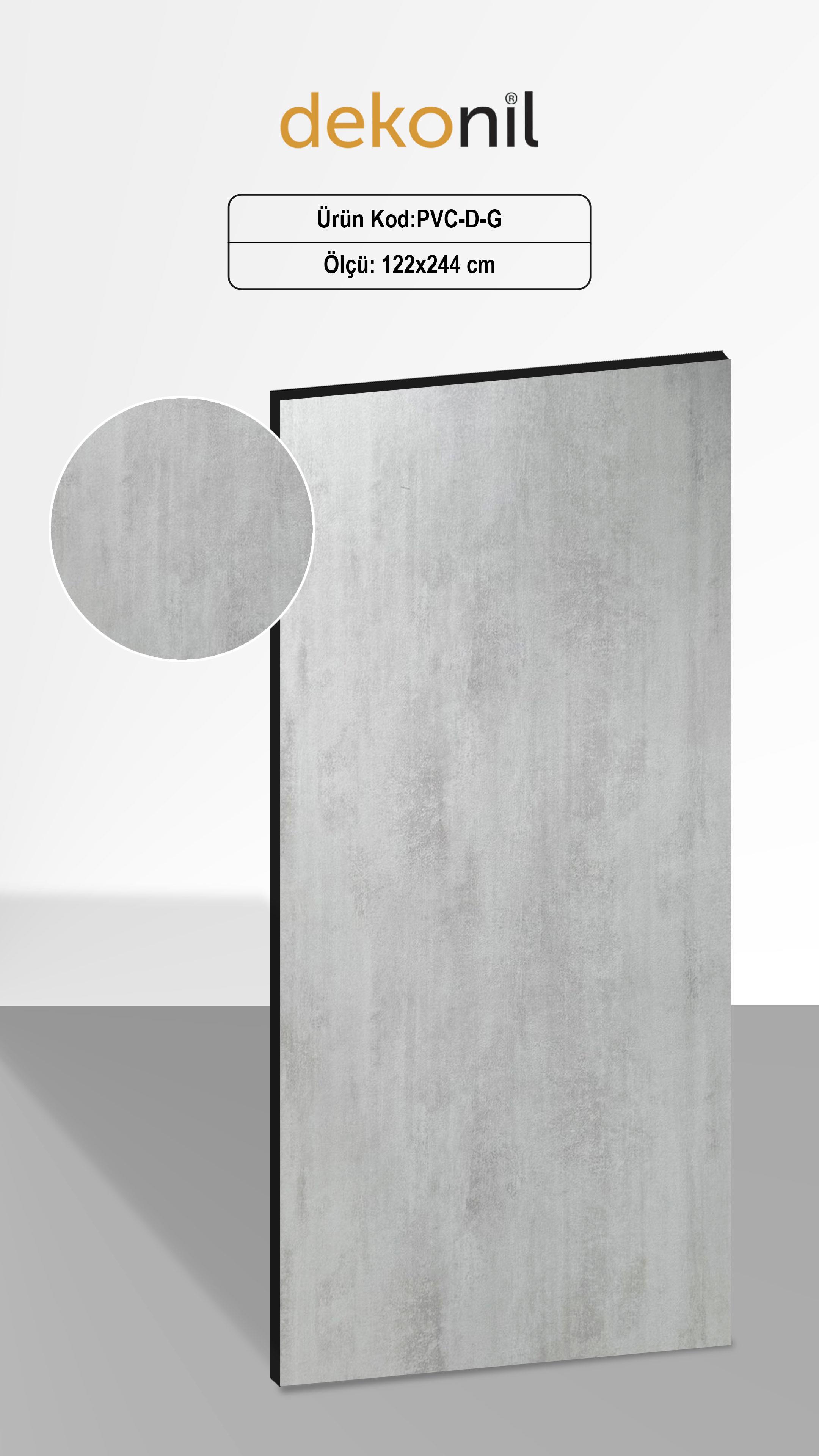 Mat Dokulu Grey Pvc Duvar Paneli 122*244cm - Dekonil