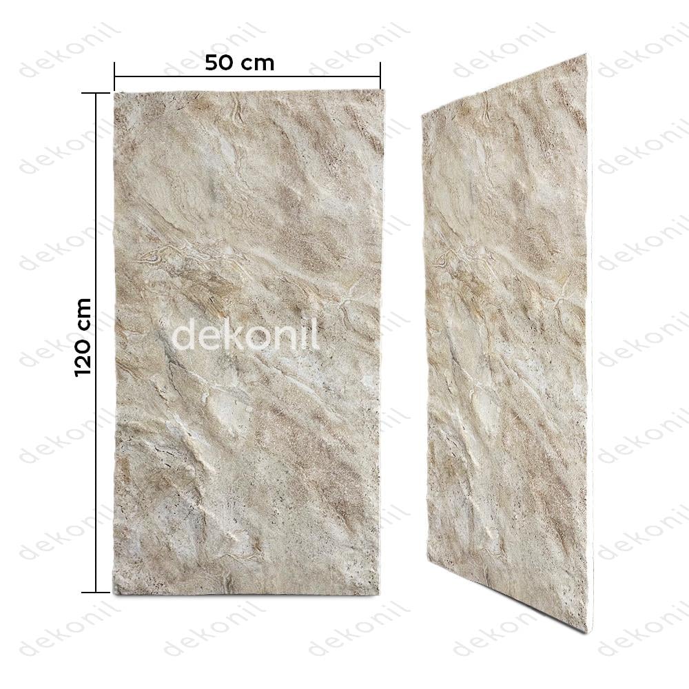 Mermer Desenli EPS Duvar Paneli Beige 50*120 cm - Dekonil