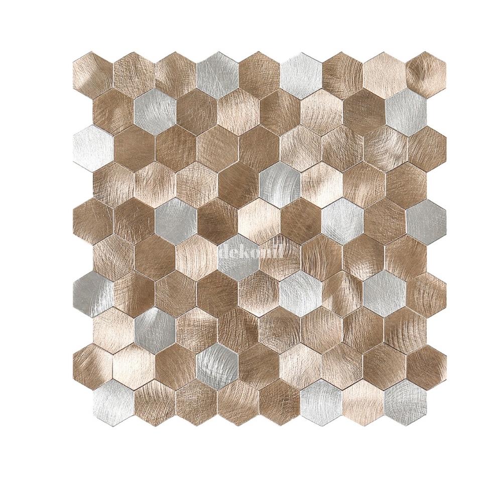 PrimeLock Kendinden Yapışkanlı Mozaik Karo Altıgen Bakır -Gümüş 29*28,5 ...