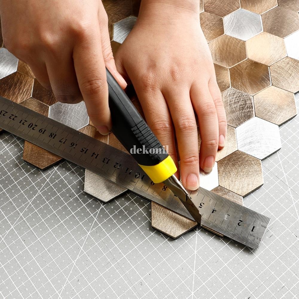 PrimeLock Kendinden Yapışkanlı Mozaik Karo Altıgen Bakır -Gümüş 29*28,5 ...