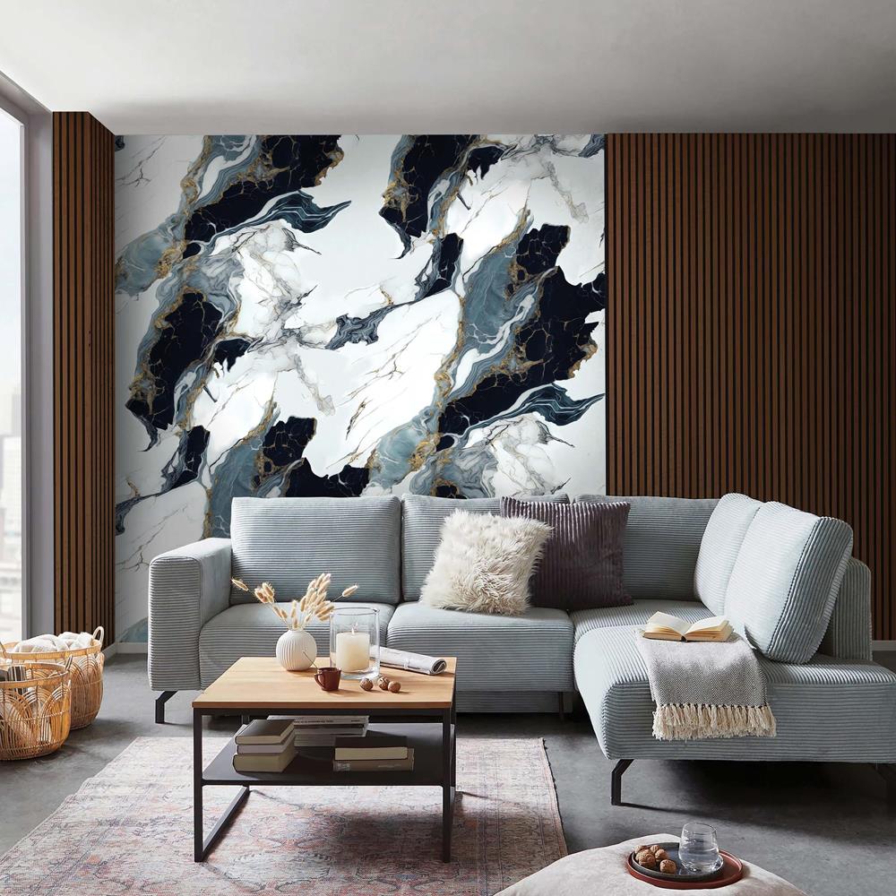 White Black Gold Mermer Desenli Pvc Duvar Paneli 122*244cm - Dekonil