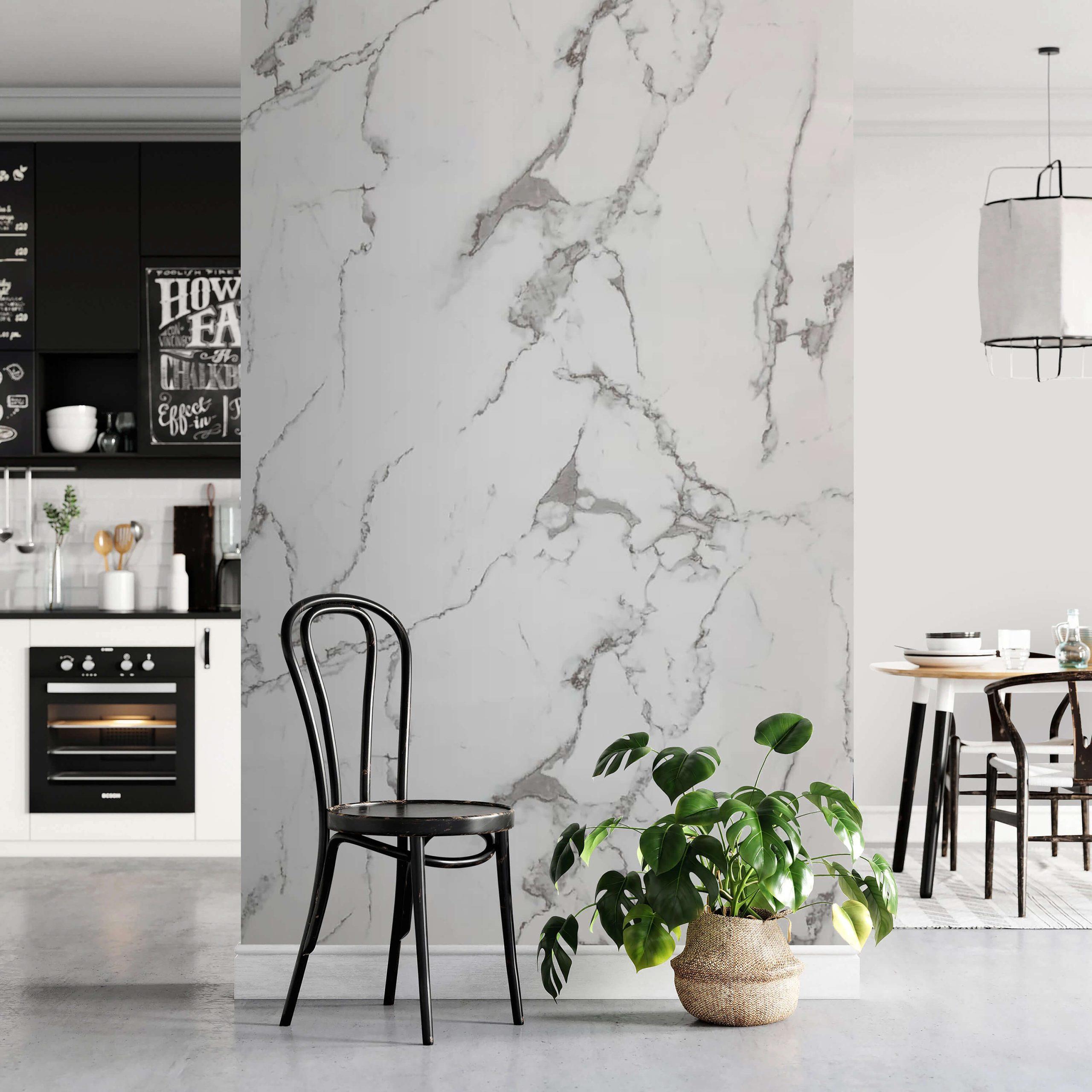 White Mermer Desenli Pvc Duvar Paneli 122*244cm - Dekonil