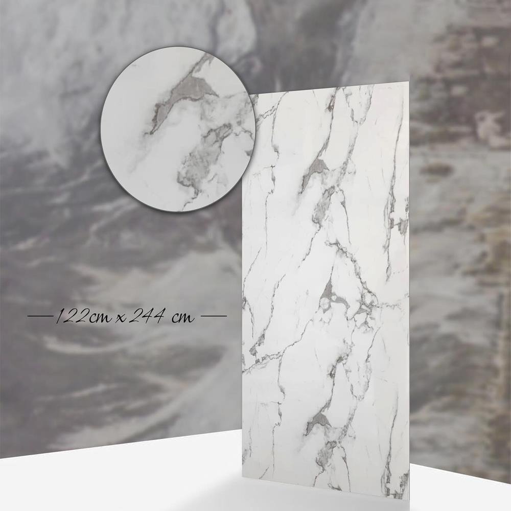 White Mermer Desenli Pvc Duvar Paneli 122*244cm | Dekonil
