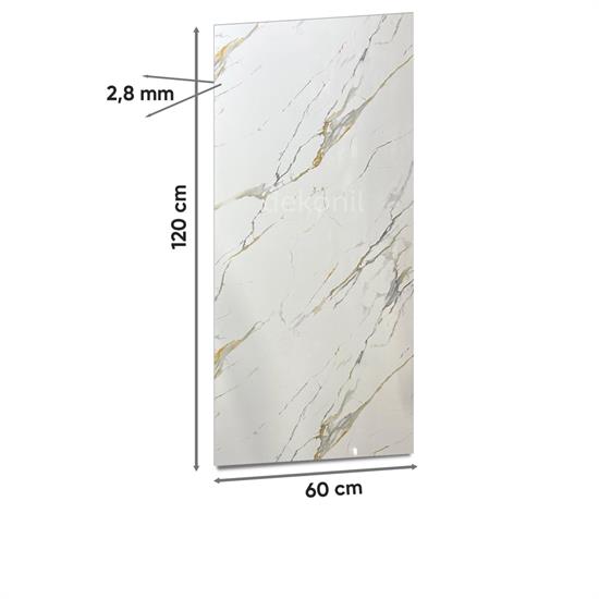 Carrara Gold Mermer Desenli Pvc Duvar Paneli 60*120cm - Dekonil