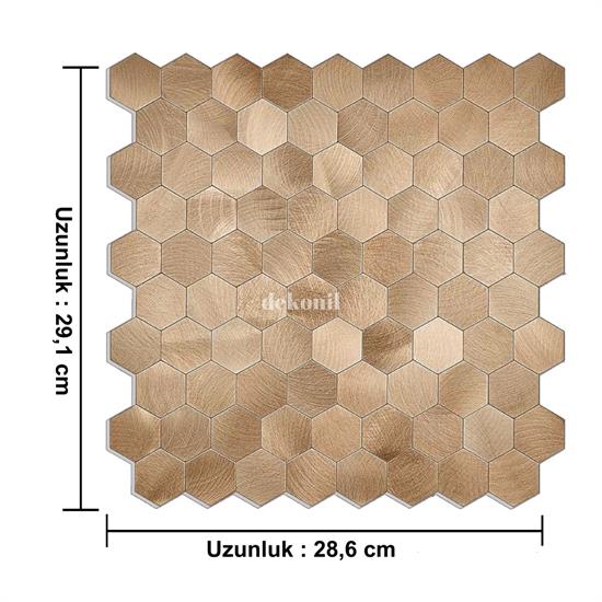 PrimeLock Kendinden Yapışkanlı Mozaik Karo Altıgen Bakır 29*28,5 cm (10 ...