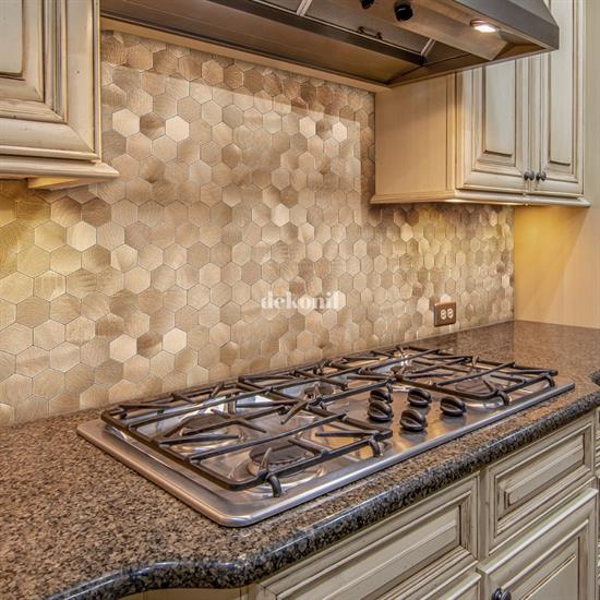 PrimeLock Kendinden Yapışkanlı Mozaik Karo Altıgen Bakır -Gümüş 29*28,5 ...