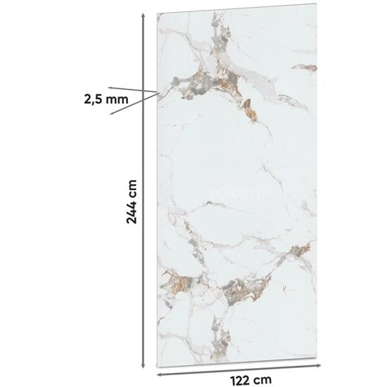 White Rock Mermer Desenli Pvc Duvar Paneli 122*244 cm - Dekonil
