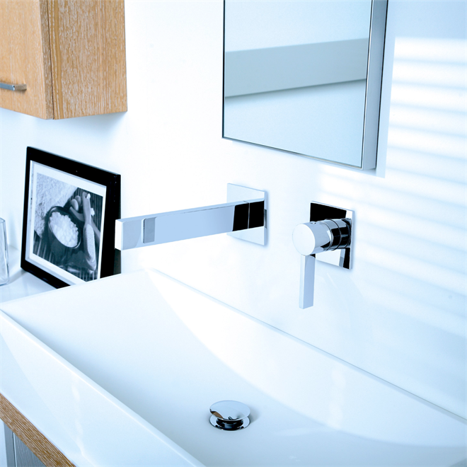 Bocchi Cube Çift Delikli Ankastre Lavabo Bataryası - Banyotrendy