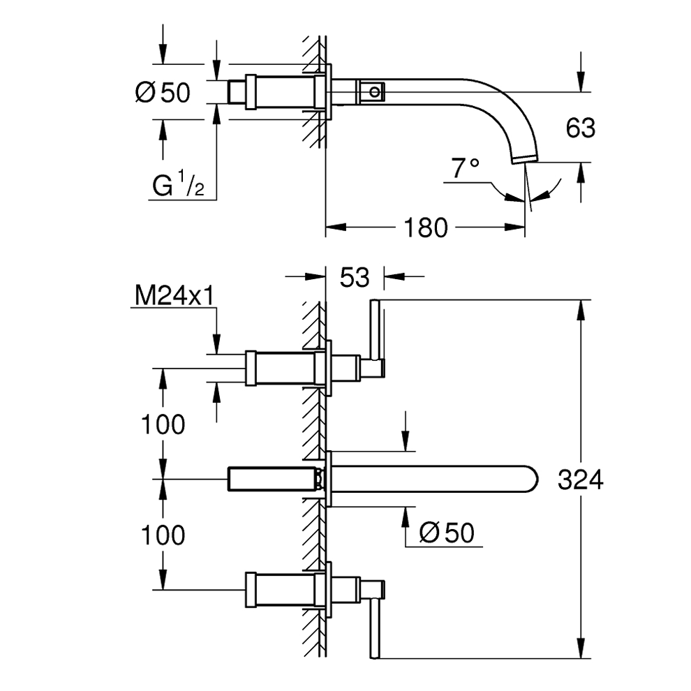 Grohe Atrio S-Boyut Üç Delikli Çift Kumandalı Krom Lavabo Bataryası ...