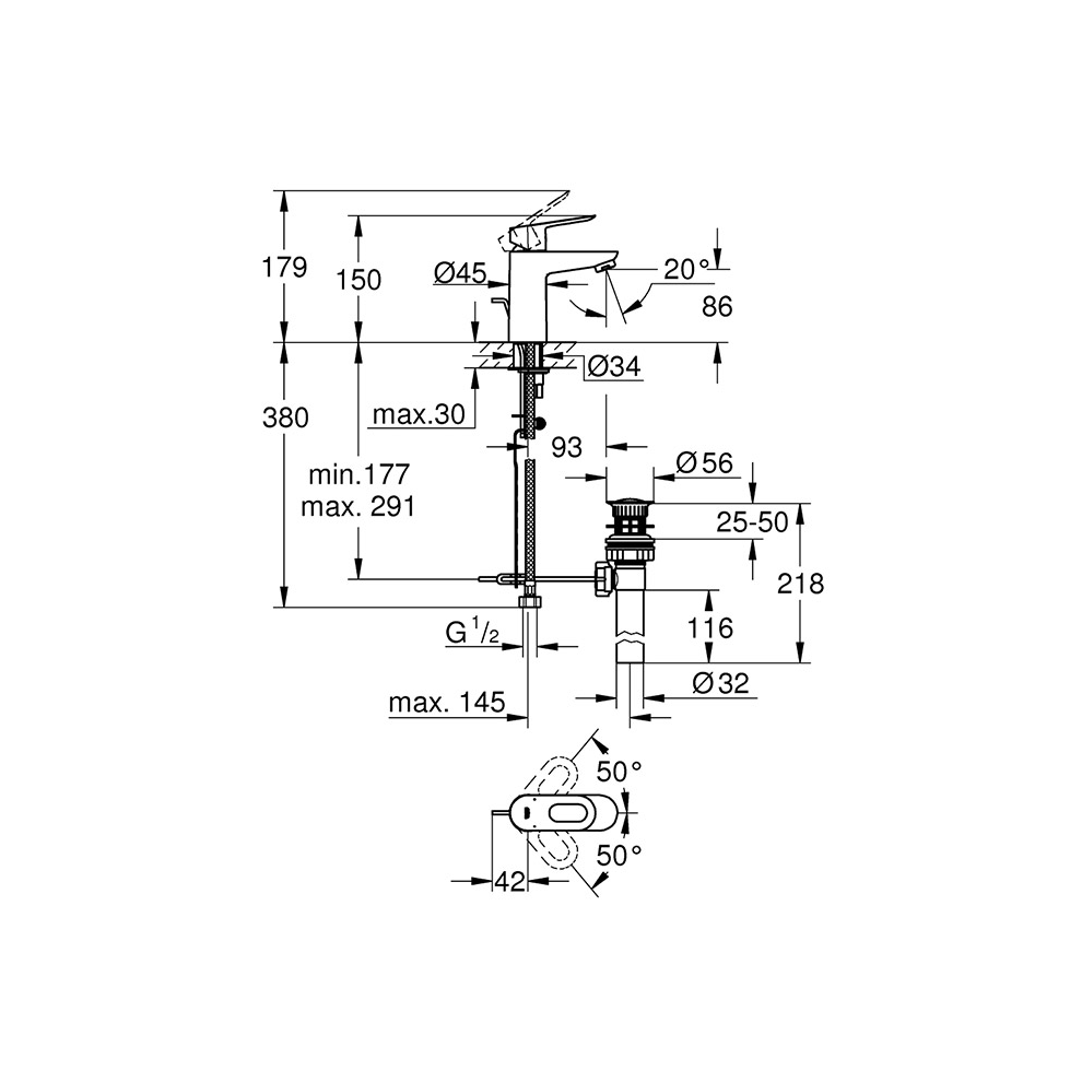 Grohe Bauloop Tek Kumandalı Krom Lavabo Bataryası - Banyotrendy