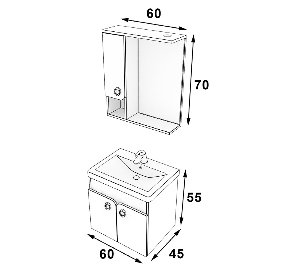 Emart Deco 60 cm Banyo Dolabı - Banyotrendy