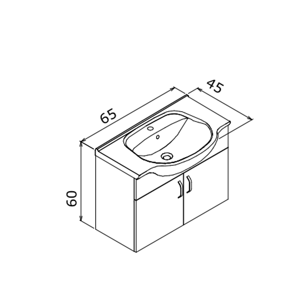 Orka Duru 65 cm Asma Lavabo Alt Dolabı - Banyotrendy