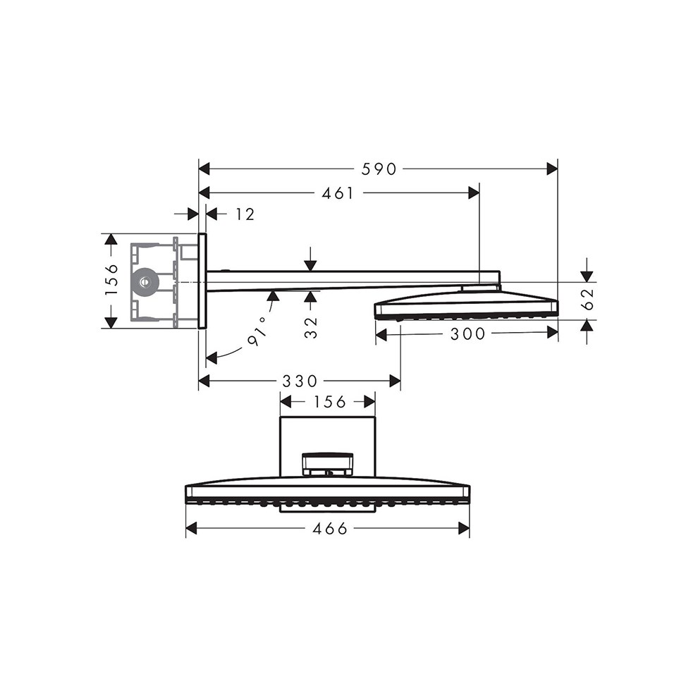 Hansgrohe Rainmaker Select 460 Çift Akışlı Duvardan Tepe Duşu - Banyotrendy