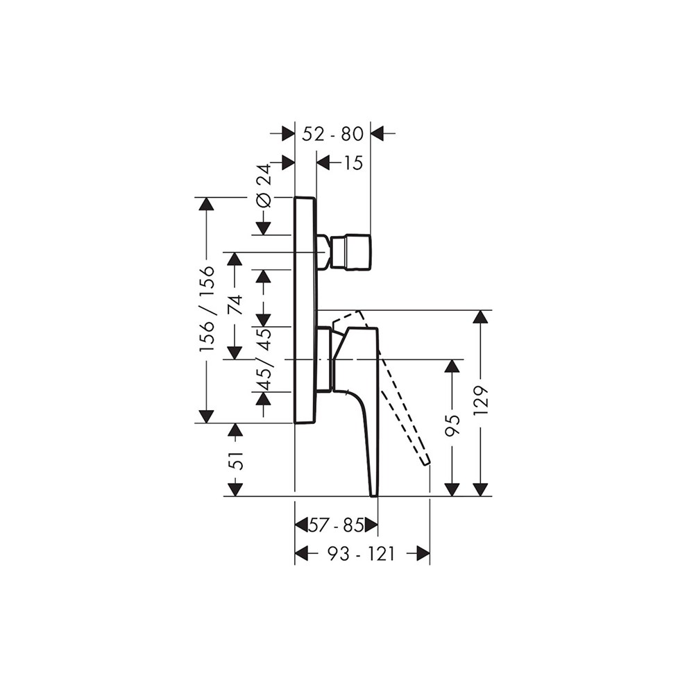 Hansgrohe Metropol Çubuk Volan Ankastre Banyo Bataryası