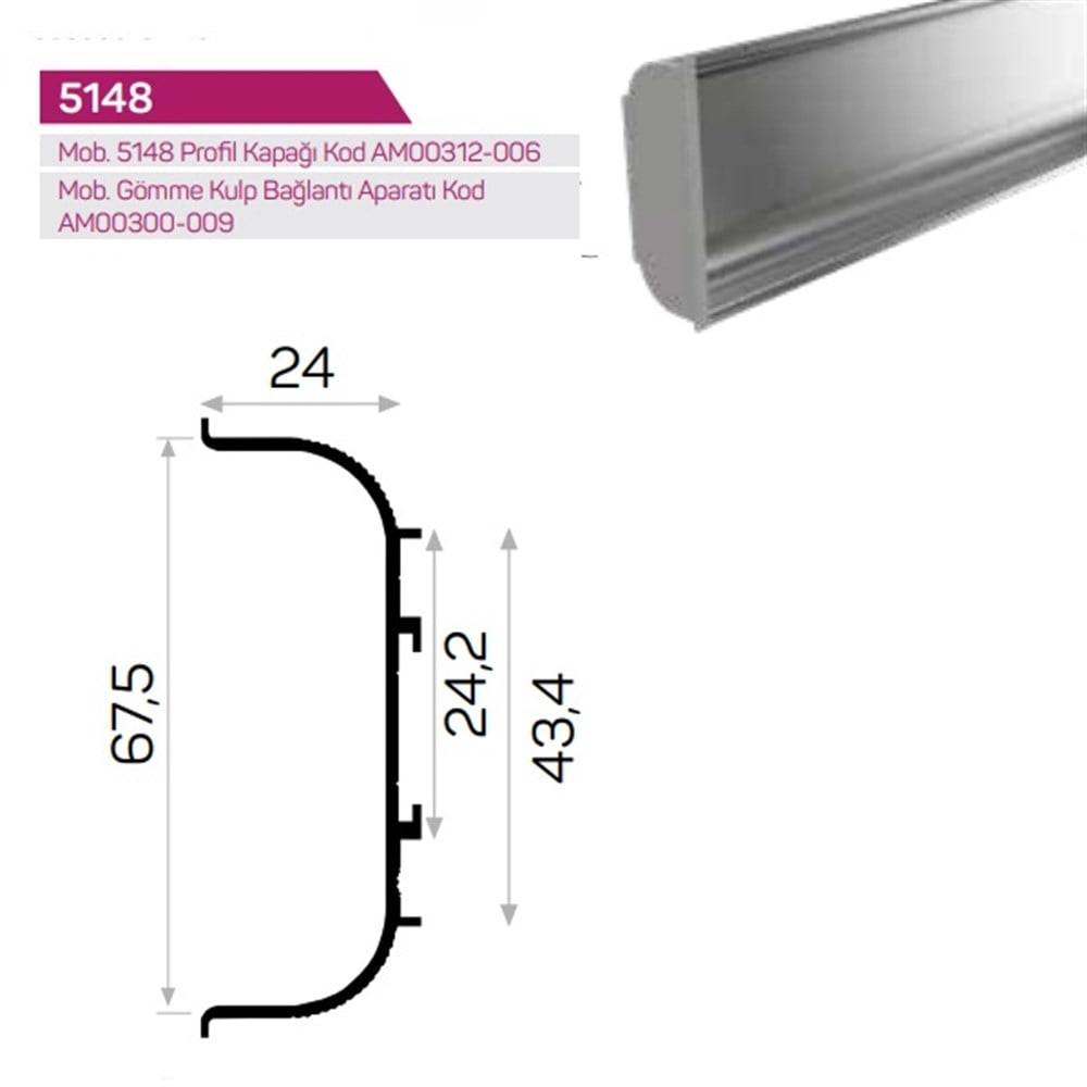 MOBİLYA KULP PROFİLİ 5148