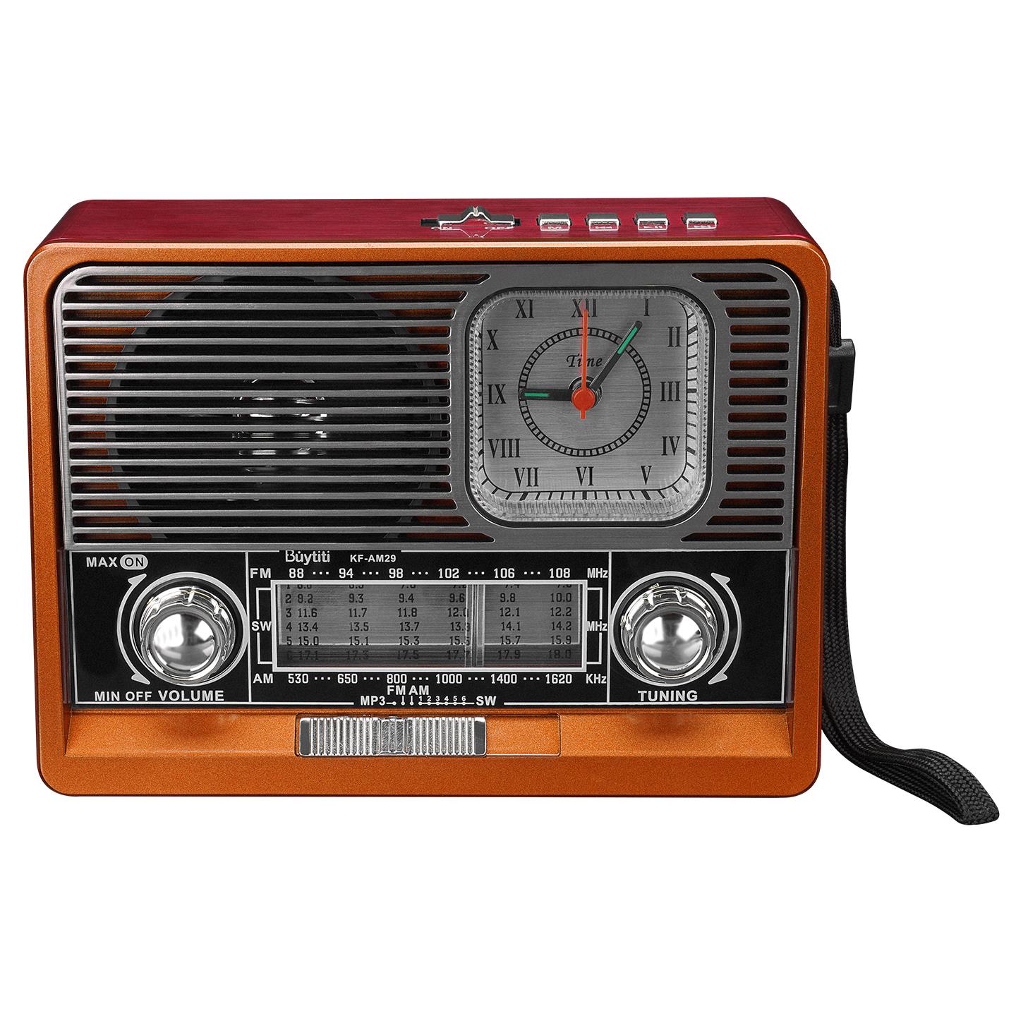 Mikado MDR-105BT Ahşap USB- TF Destekli Bluetooth FM/AM/SW 8 Band Klasik Radyo