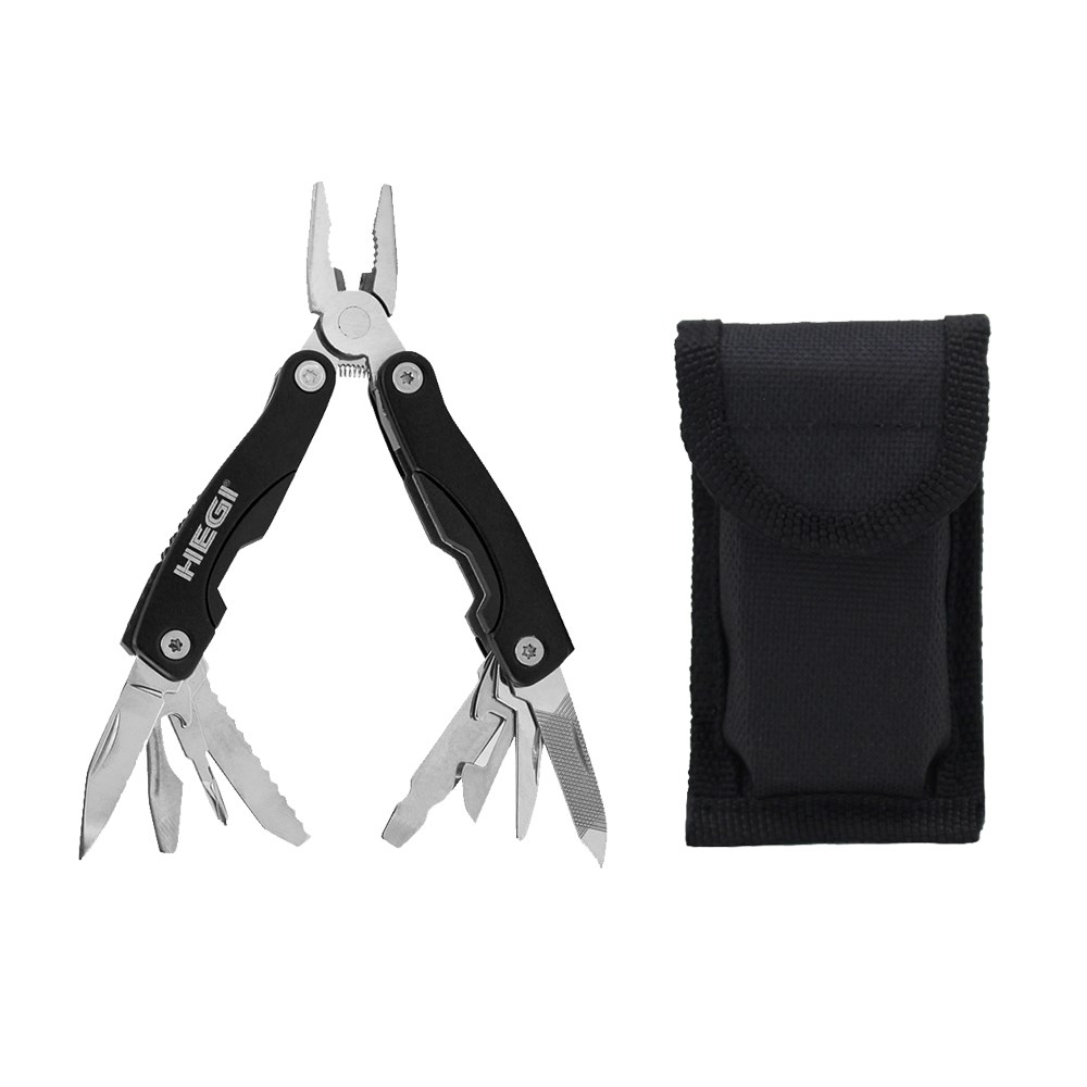 Hegi 10 Fonksiyonlu Paslanmaz Çelik Kamp Pensesi - Siyah | Yalın İnovasyon