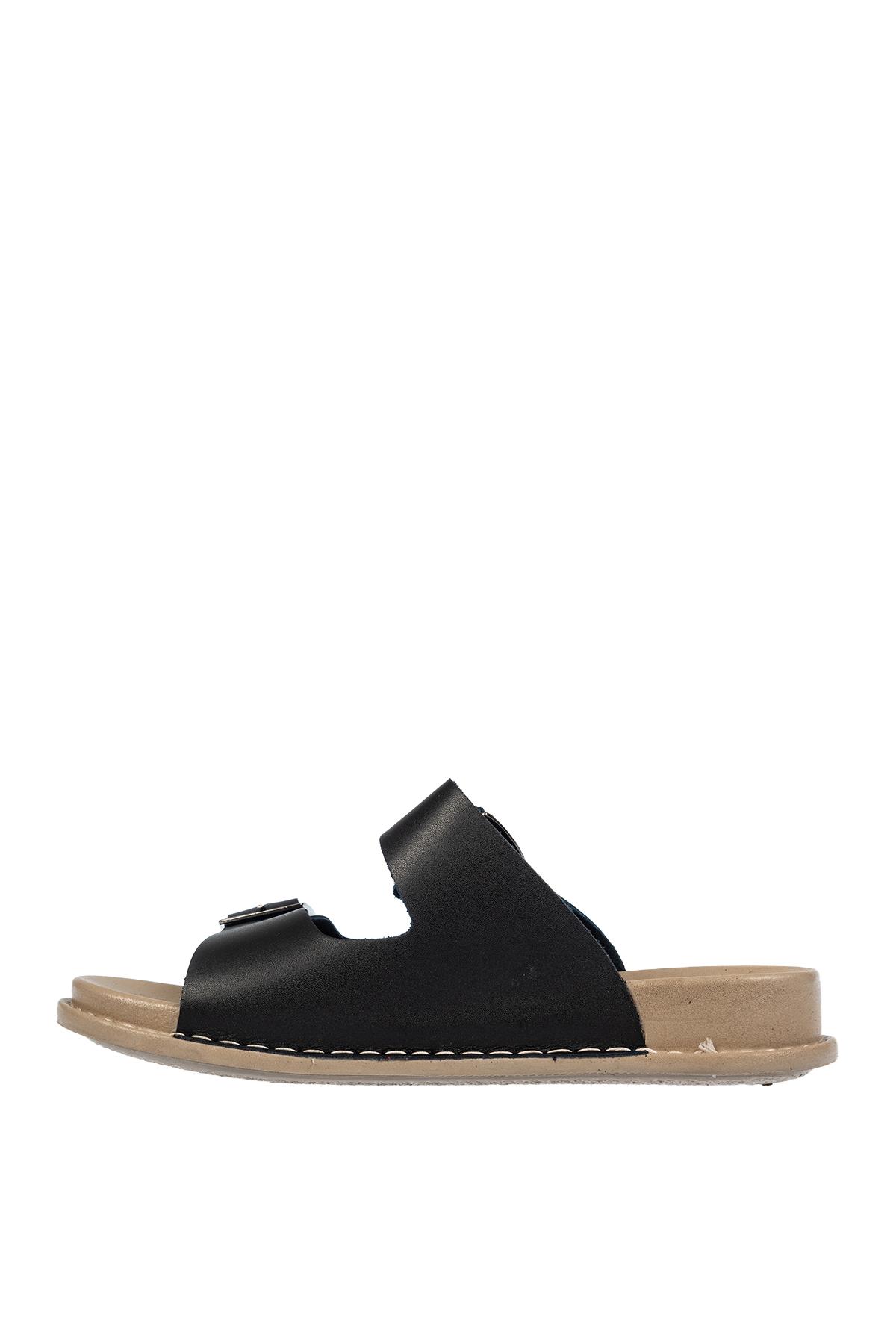 DGN P32 HAKİKİ DERİ KADIN TERLİK SİYAH