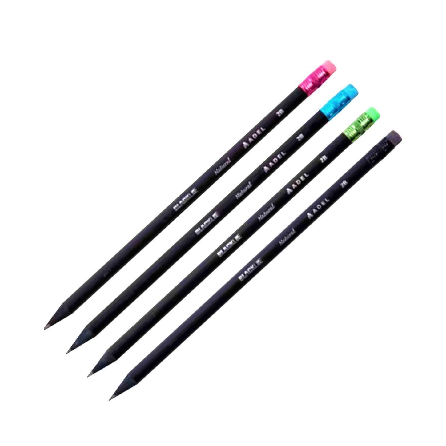 Adel Blackline Natural Silgili Yuvarlak 2B Kurşun Kalem 12 Adet