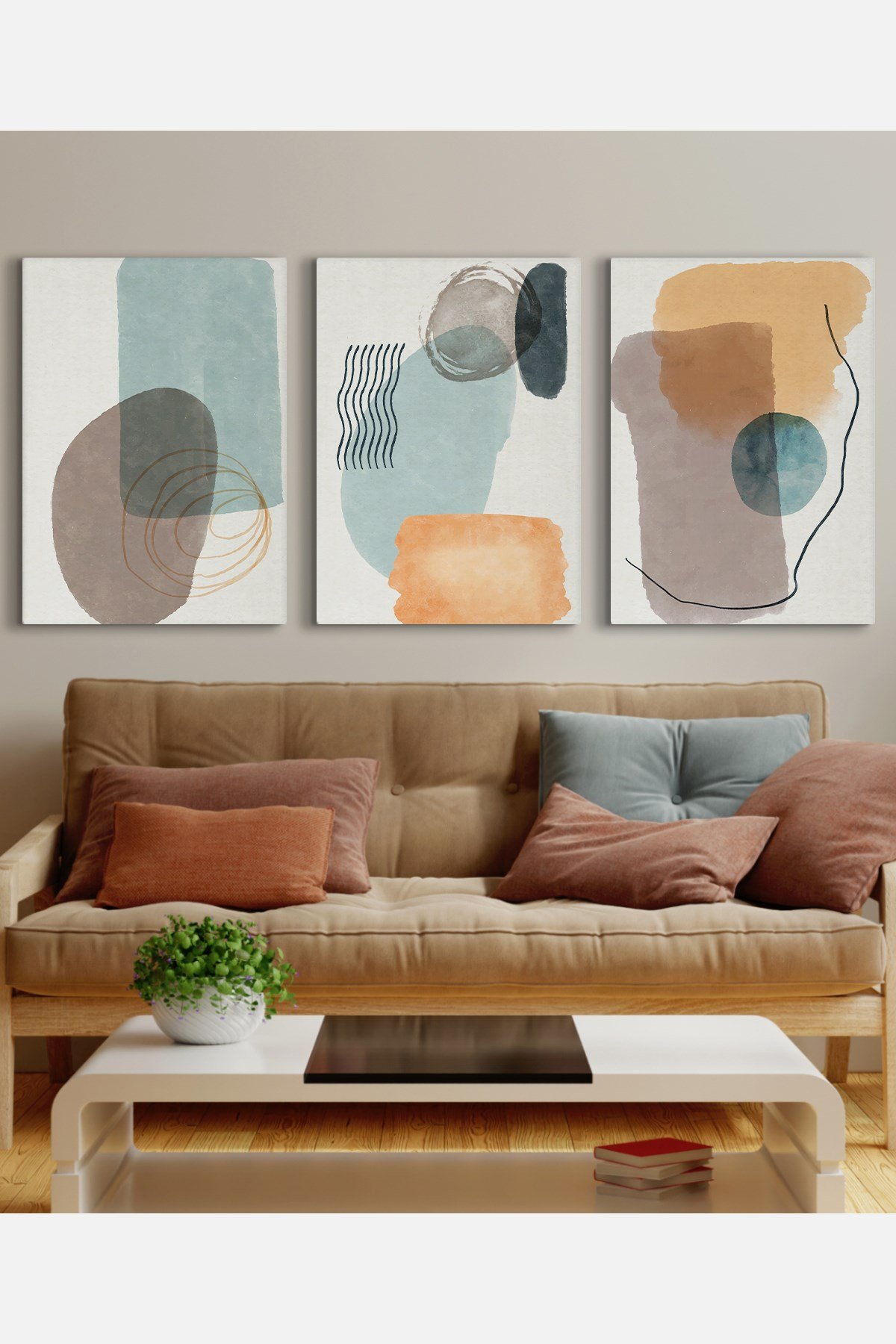 Kanvas Modern Pastel Renkler 3'lü Tablo Seti 0806 Kanvas Modern Pastel Renkler 3'lü Tablo Seti 0806