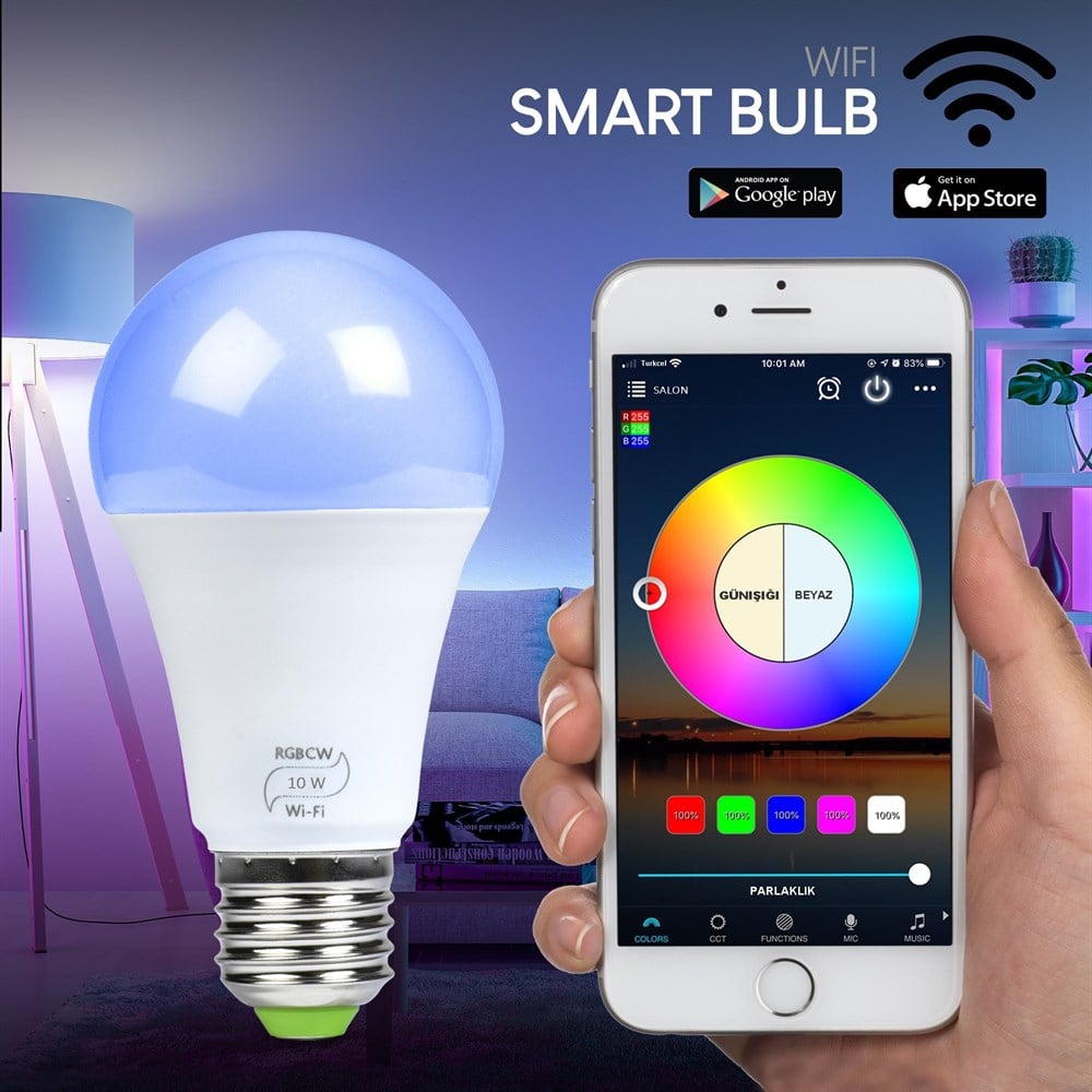 Smart Akıllı Wi-Fi RGB Led Ampul 10 Watt