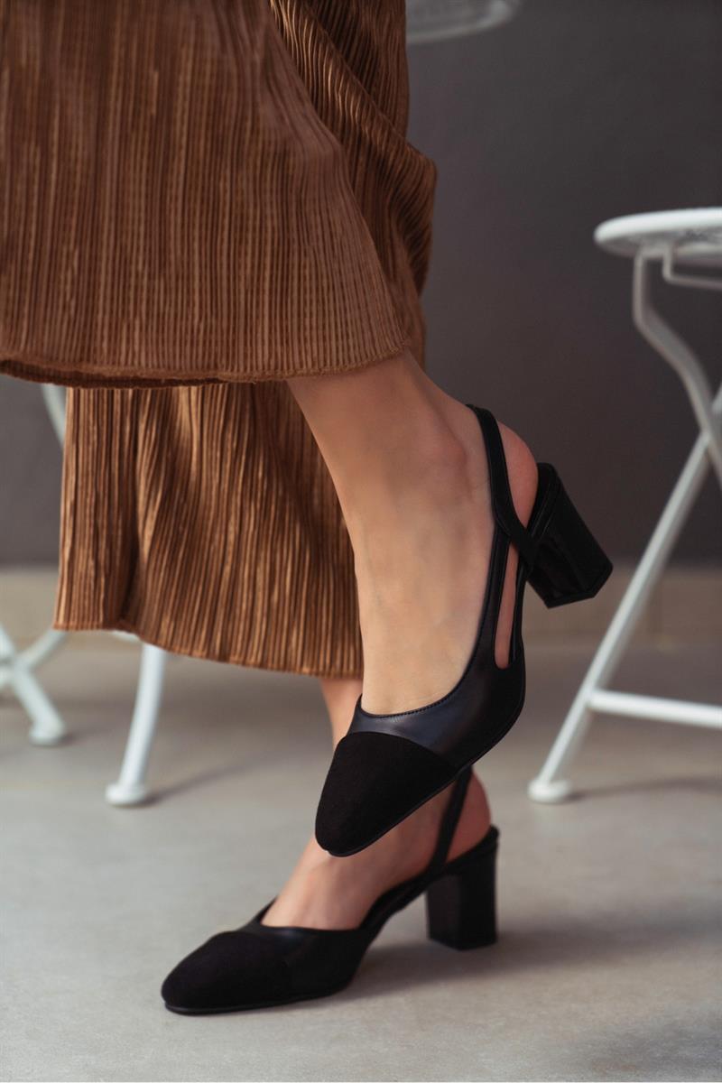 Jackson Siyah Mat Bilek Detay Kadın Topuklu Ayakkabı