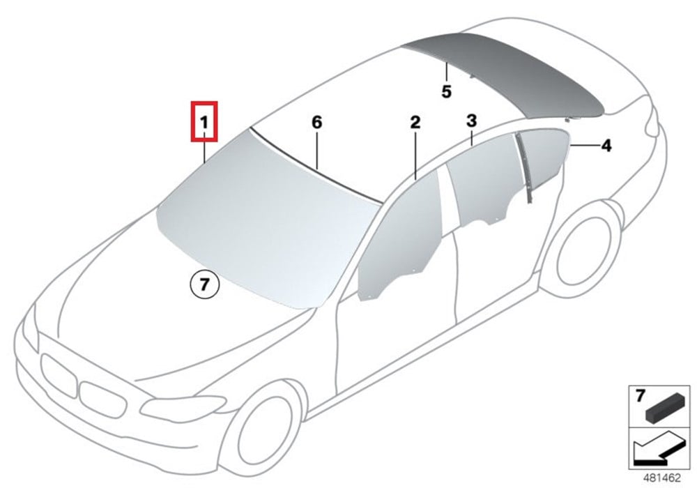 BMW ORİJİNAL ÖN CAM, YEŞİL 51317203145