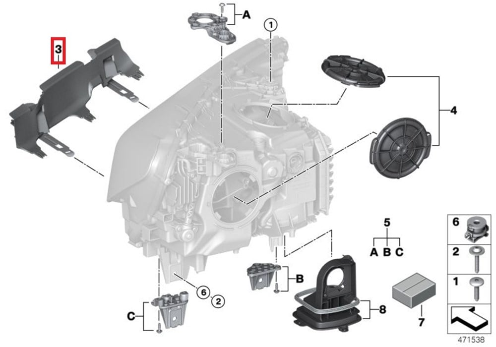 BMW ORİJİNAL SET FAR TUTUCU, SAĞ 63117440356