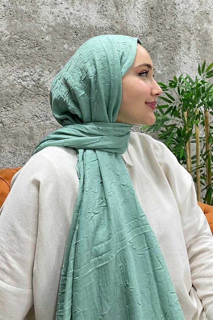 Bambu Kraş Nil Yeşili Şal | Tesettür Vagonu