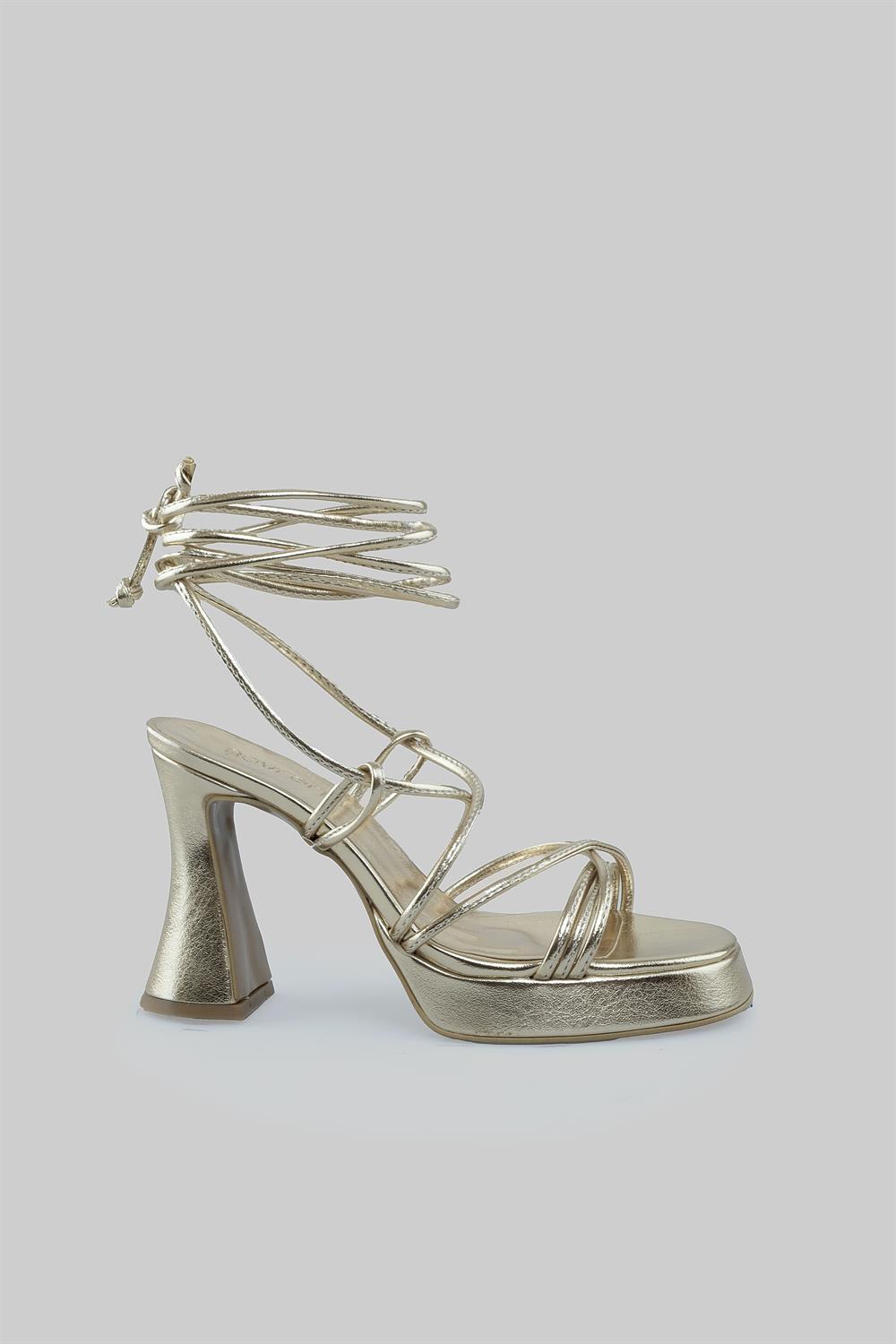 Önü Açık Uzun İpli Platform Kalın Topuklu Ayakkabı Danny Model | SOVRANA