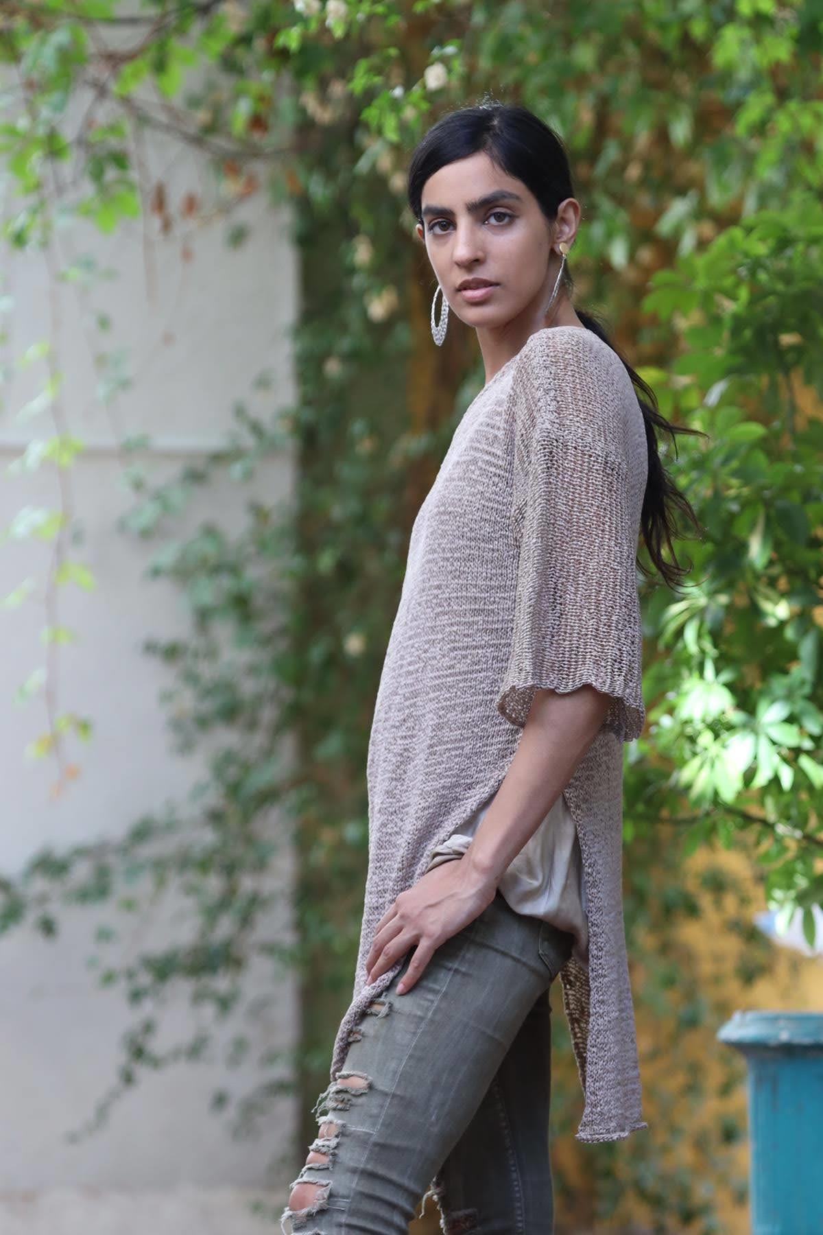 Vizon Rengi Bisiklet Yaka Önü Dikişli Verev Kesim Merserize Bluz ...