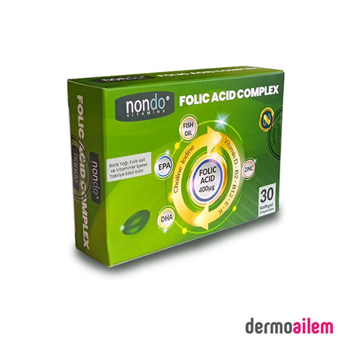 Nondo Folik Asit Complex 30 Kapsül Fiyatları İndirimli | Dermoailem.com