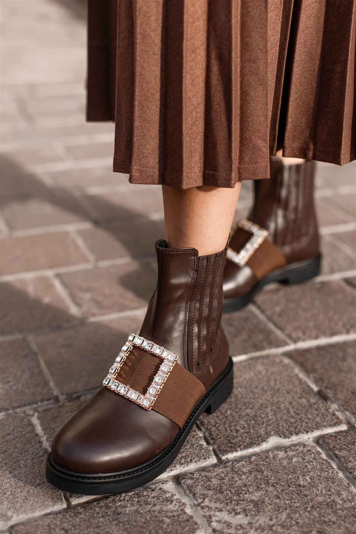 Cleta Siyah Cilt Spor Kadın BotOutlet Kadın Bot