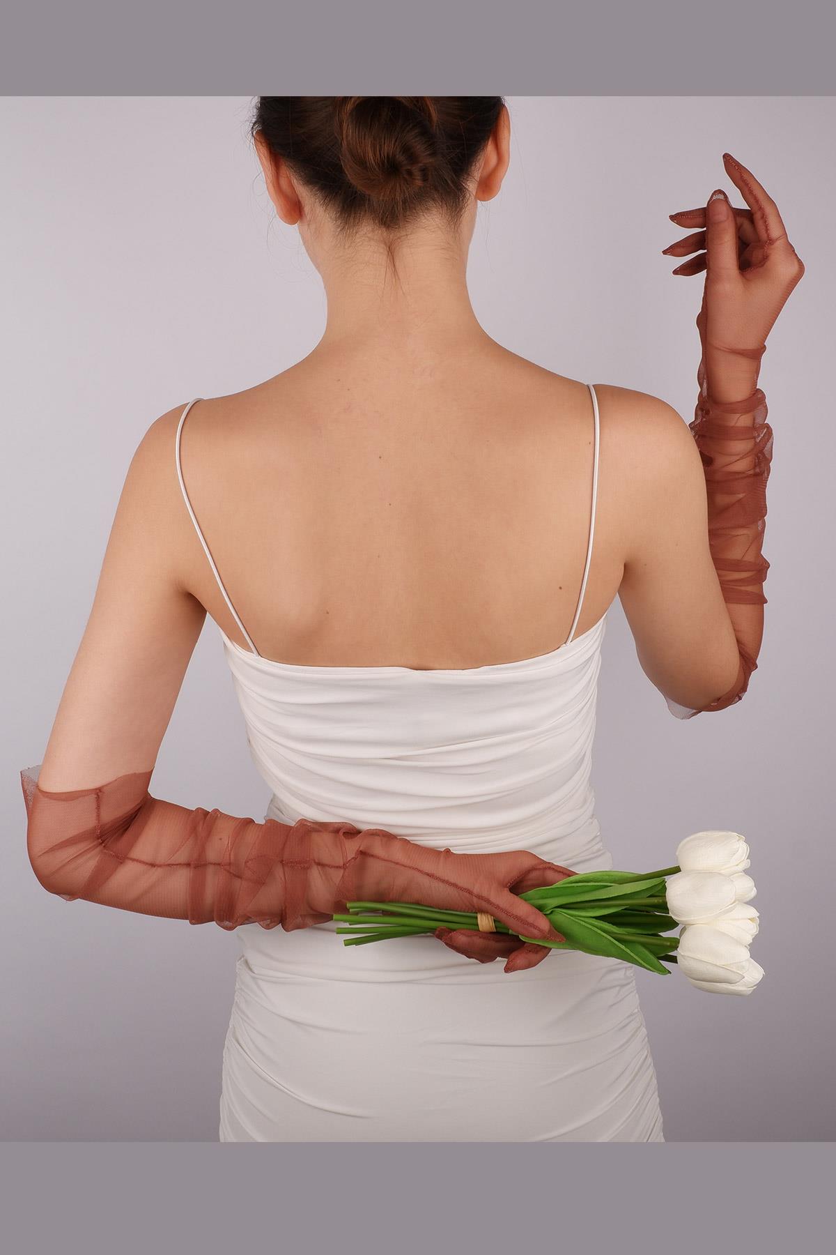 Copper Long Elegant Bridal Gloves Tulle Gloves Wedding/Wedding/Party ...