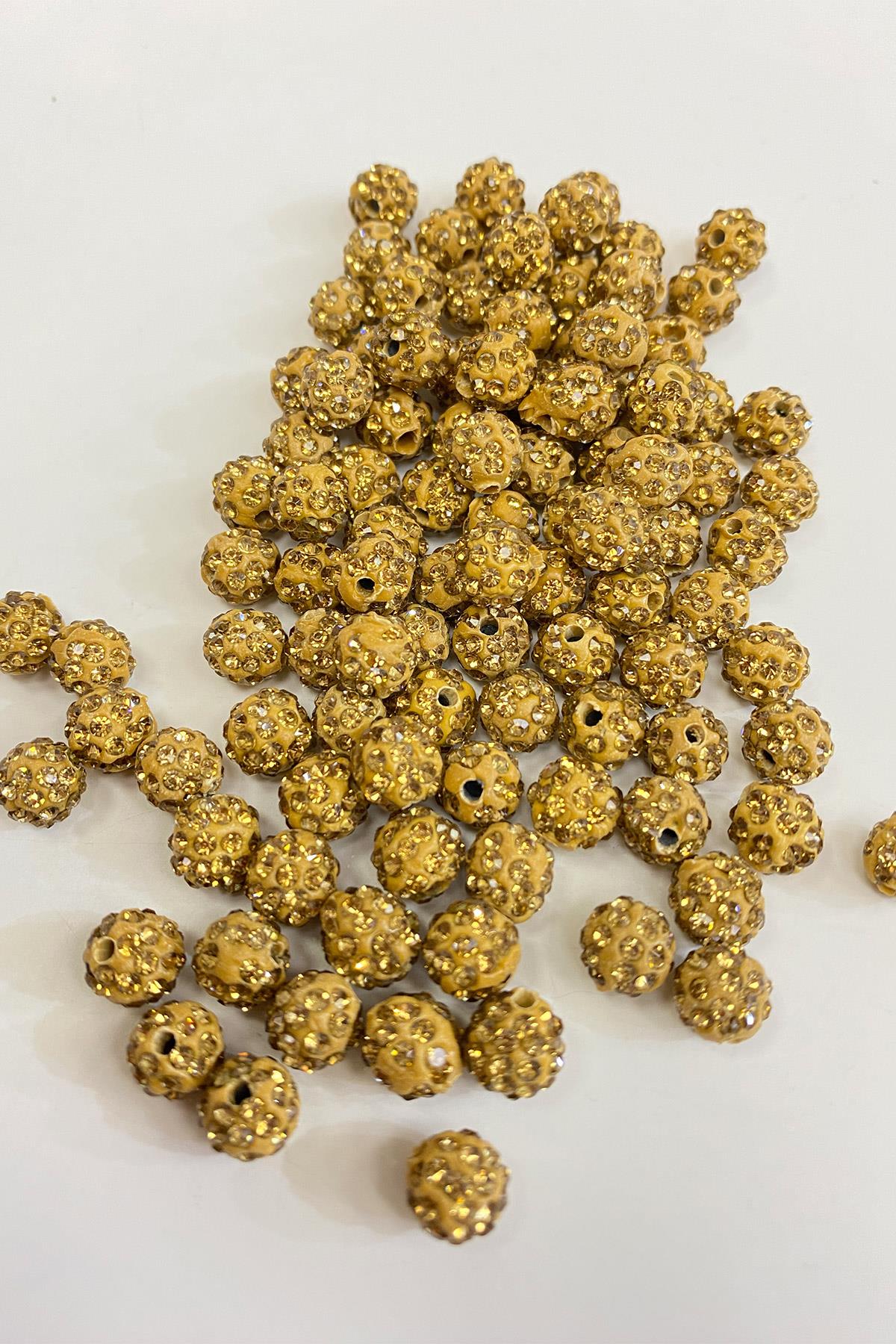 Bal Rengi Parlak Taşlı Boncuk 8 mm | Hayalperest