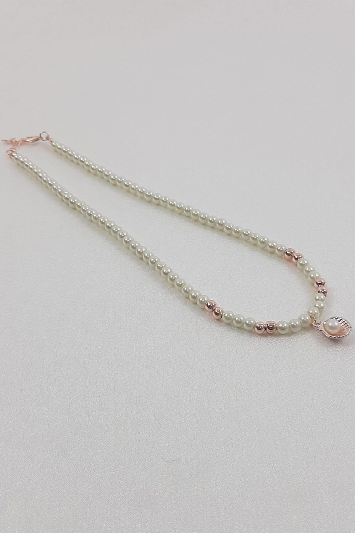 İnci Gold Boncuk Detaylı Midye Kolye | Hayalperest