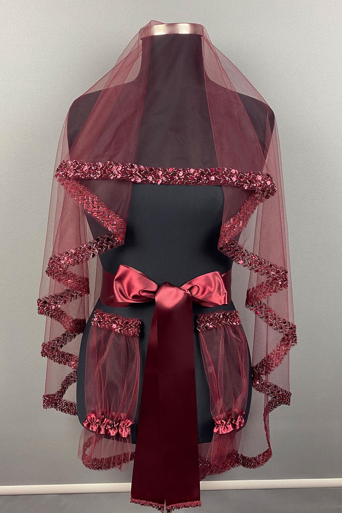 Su Model İşlemeli Gelin Kına Duvağı Yüz Örtüsü | Hayalperest